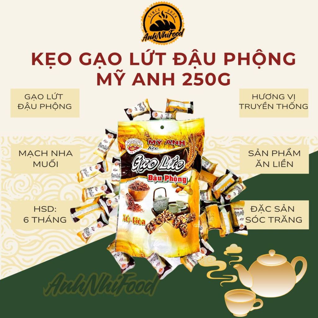 My Anh brown rice peanut candy 250g, Soc Trang brown rice candy is ...