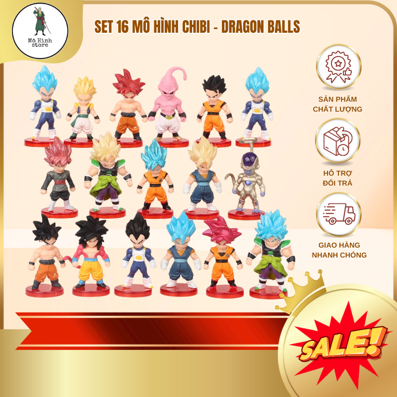 Set of 16 chibi Models - Dragon Balls (Mabuu broly king vegeta super ...