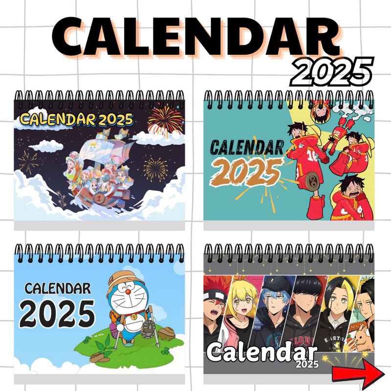 2025 Anime Calendar Set, Decorative Painting Desk Calendar Decor One ...