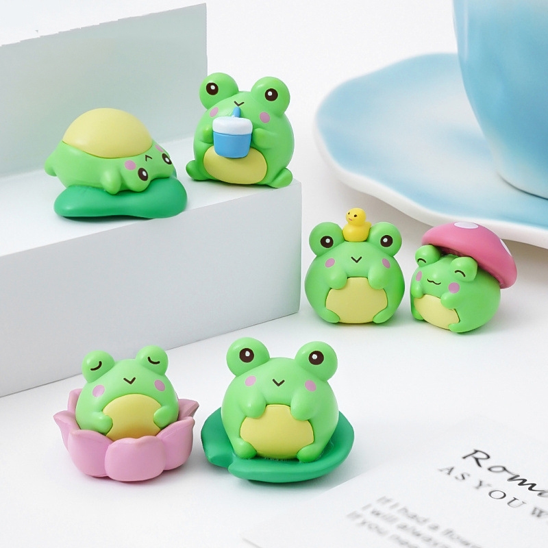 Set of 8 cute round frogs to decorate desks, study tables, gifts, and ...