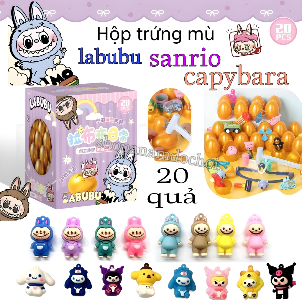 Labubu blind egg box of 20, capybara blind eggs, assorted sanrio blind ...