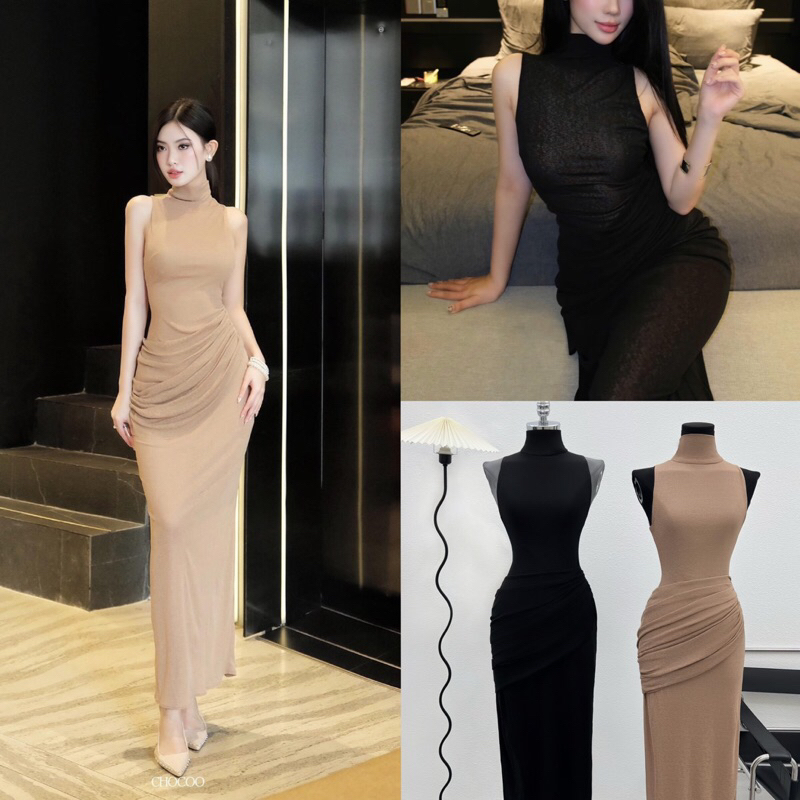 Seductive, elegant and feminine turtleneck maxi bodycon dress with ...