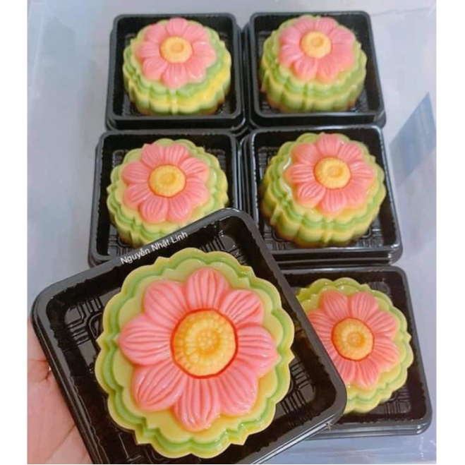 Mold of sticky rice, jelly, Japanese chrysanthemum moon cake / with ...