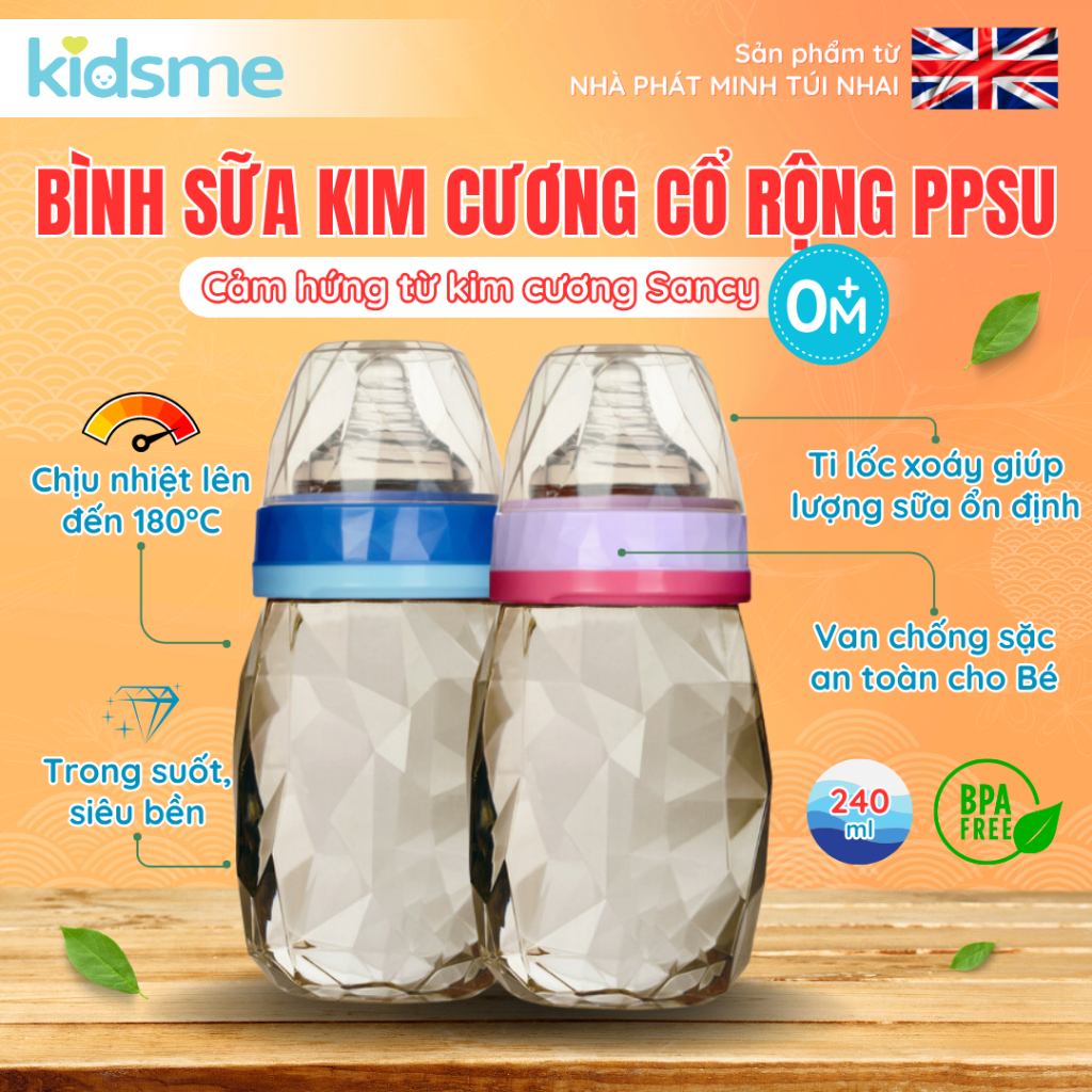 Ppsu kidsme wide neck diamond milk bottle 240ml | Shopee Philippines