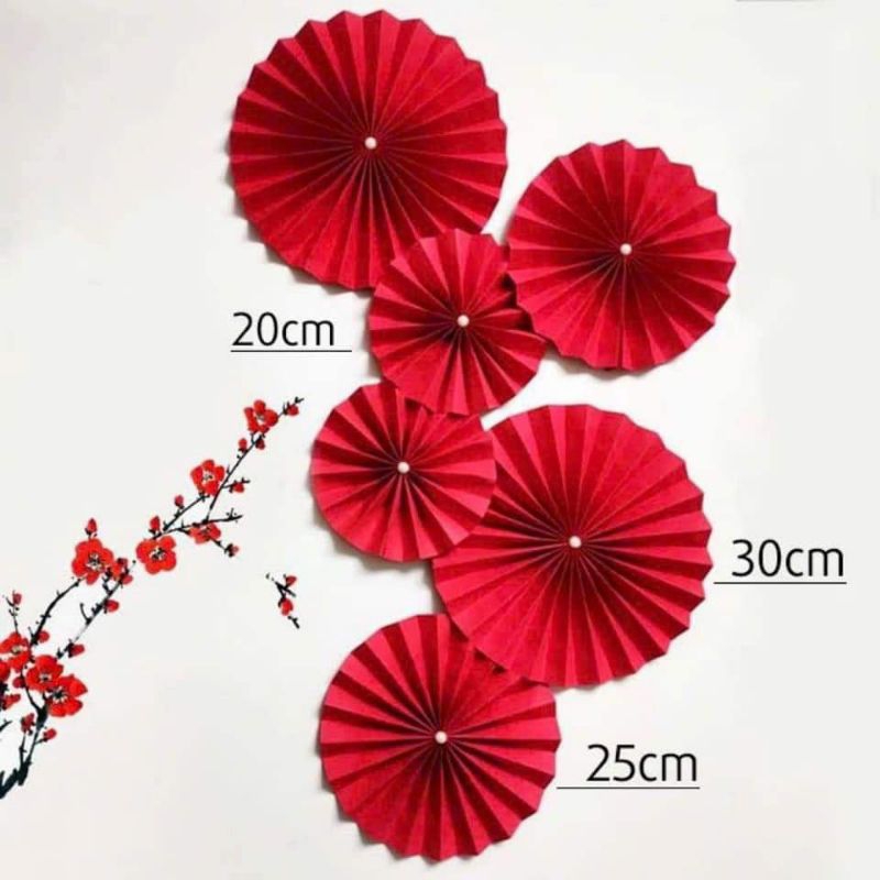 Set of decorative velvet paper fans CNY as shown | Shopee Philippines