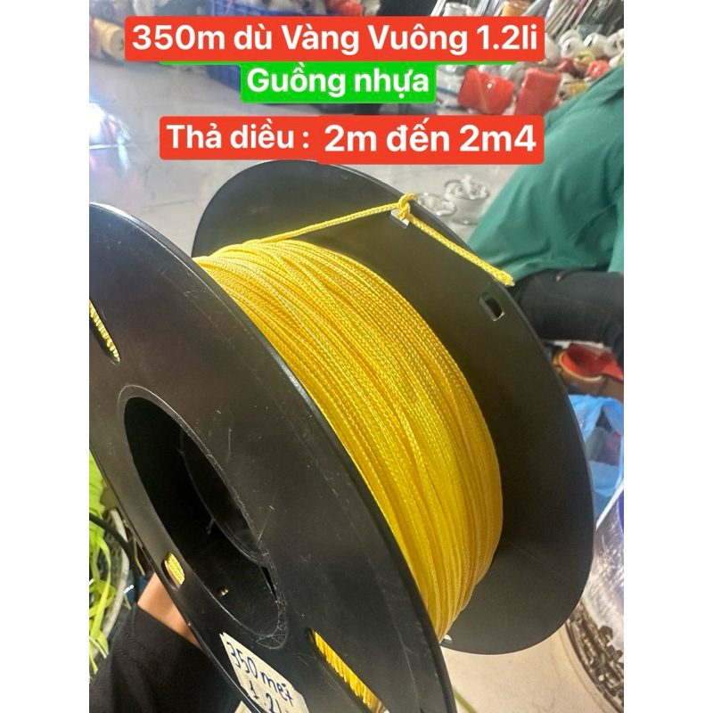 Yellow parachute string + plastic hand reel - genuine kite string (pre ...