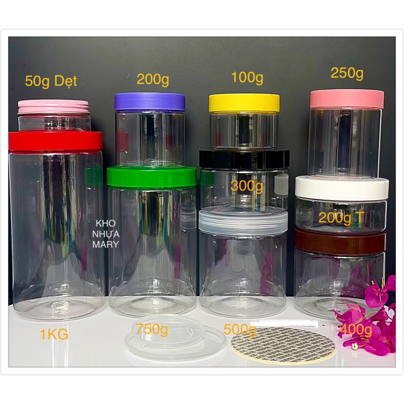 PLASTIC BOXES FOR FOOD AND COSMETICS in all colors - PET jars IN lids ...
