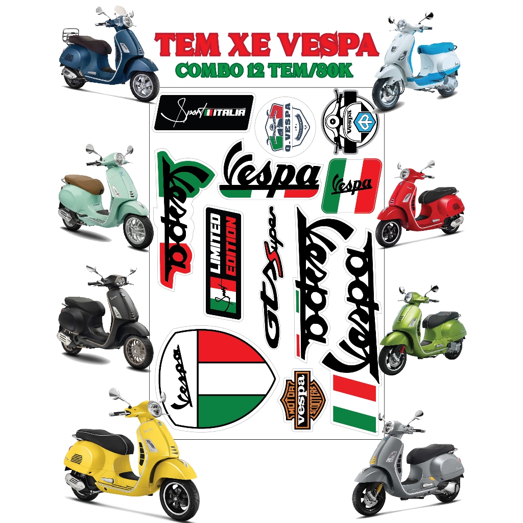 Vespa Logo Sticker, high quality Decal material to decorate Vespa ...