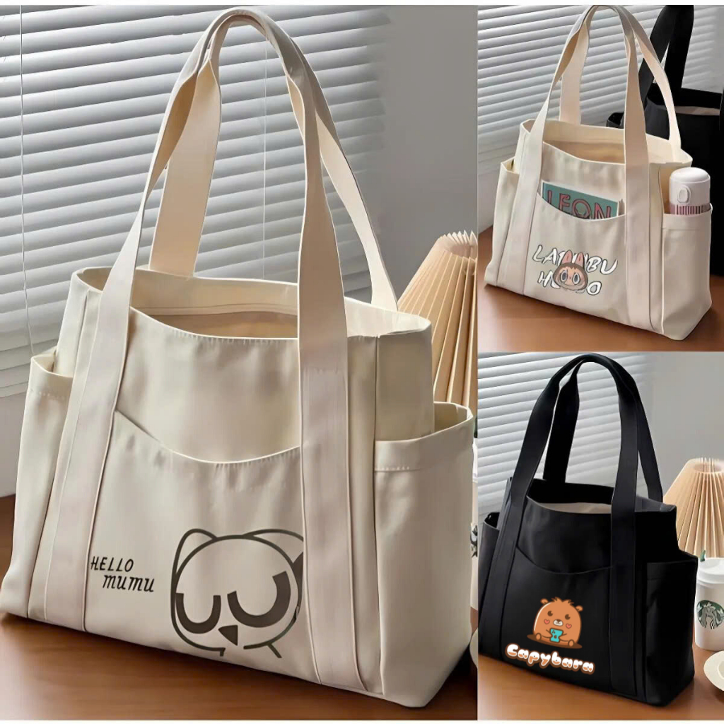 Labubu tote bag Hello mumu canvas bag Korean fashion shoulder bag for ...