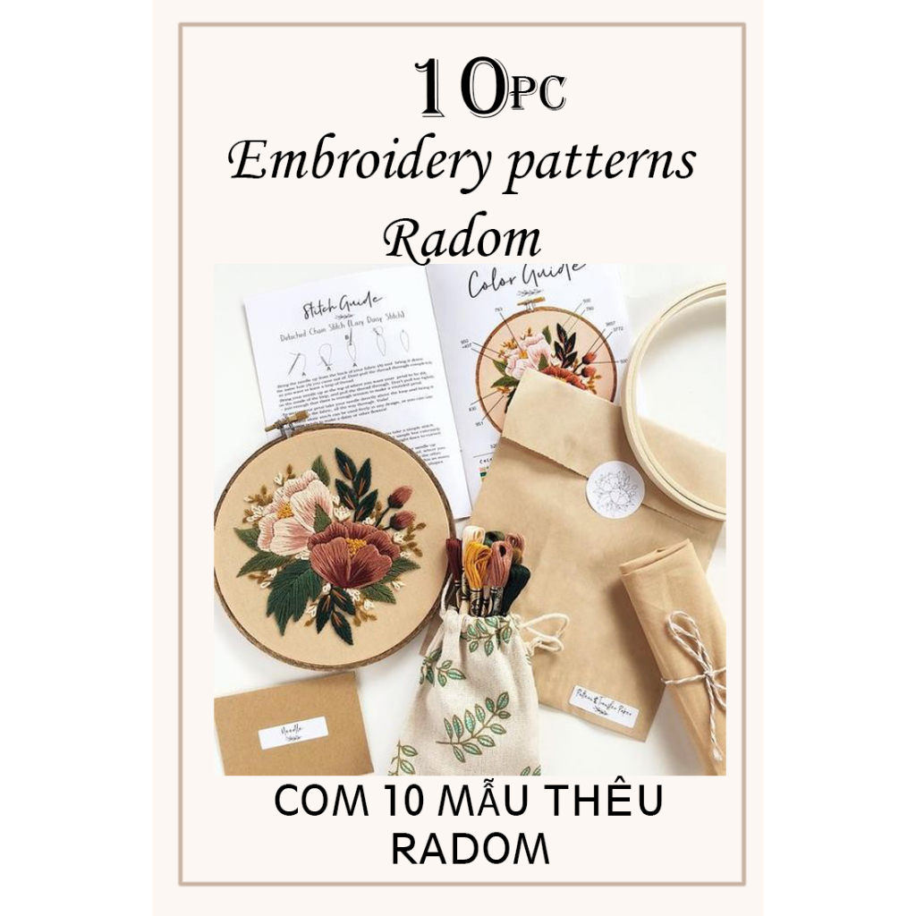 Embroidery sewing material kit with 10 super cute random patterns ...