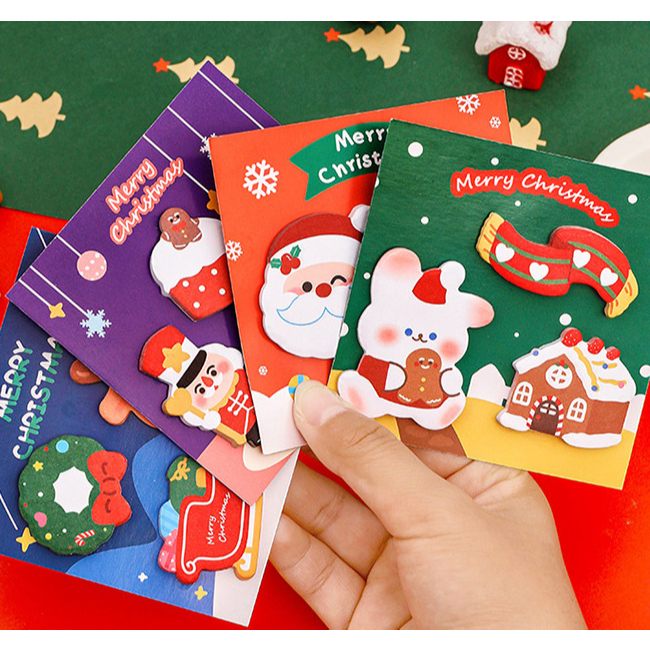Cute Christmas-themed note paper, 3 in 1 colorful compact cute note ...