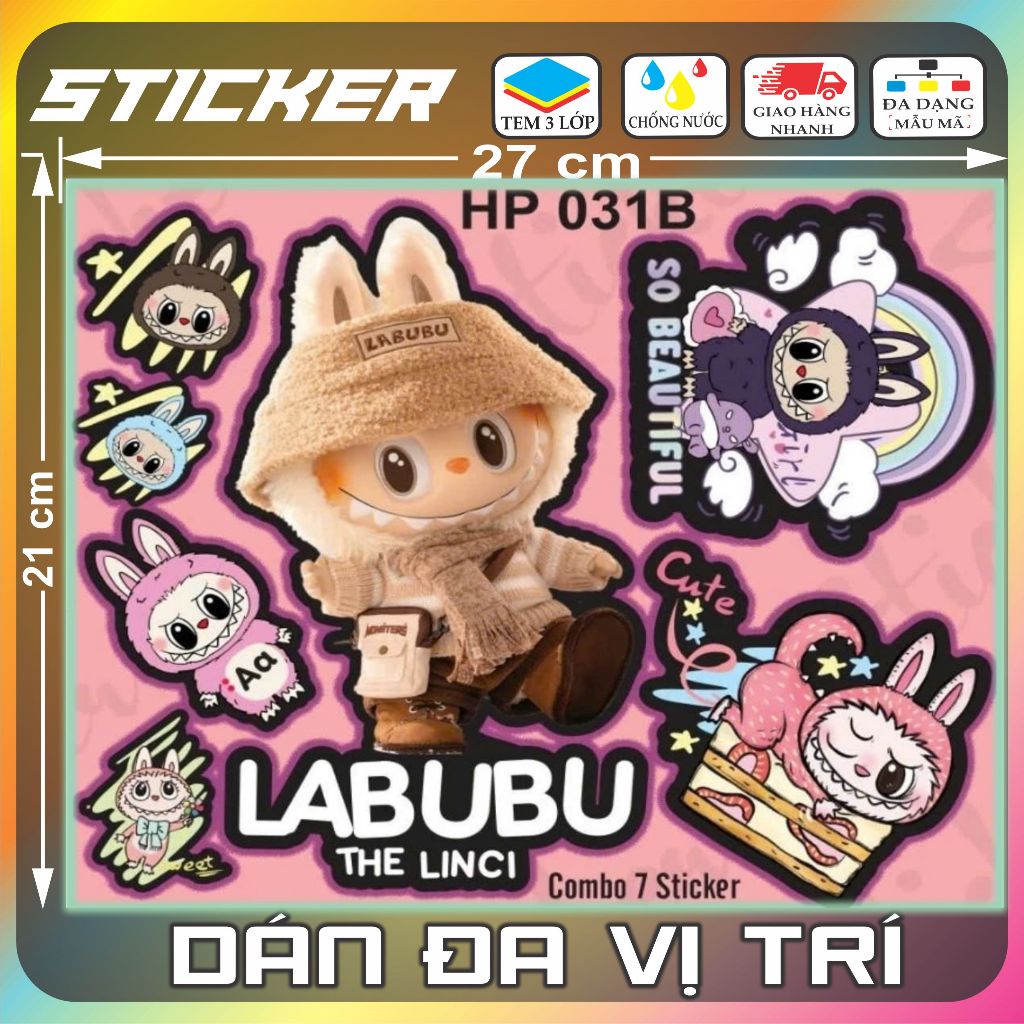 Cute labubu stickers for motorbikes, bicycles, helmets, study desks ...