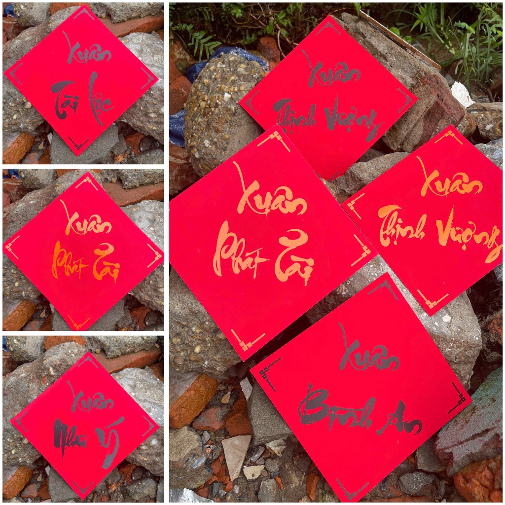 Spring calligraphy letters bring wealth, spring wealth...printed on red ...