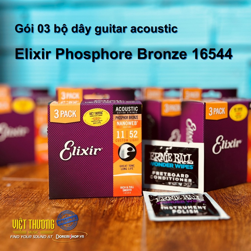 Package of 03 sets of Elixir Phosphore Bronze 16027 acoustic guitar ...
