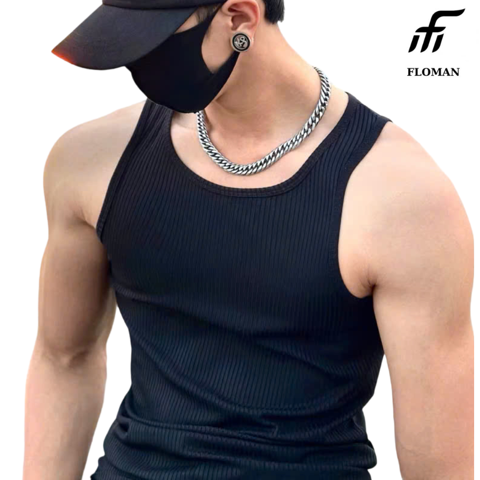 Floman Ver2 men's ribbed tank top with elastic body form, cool to wear ...