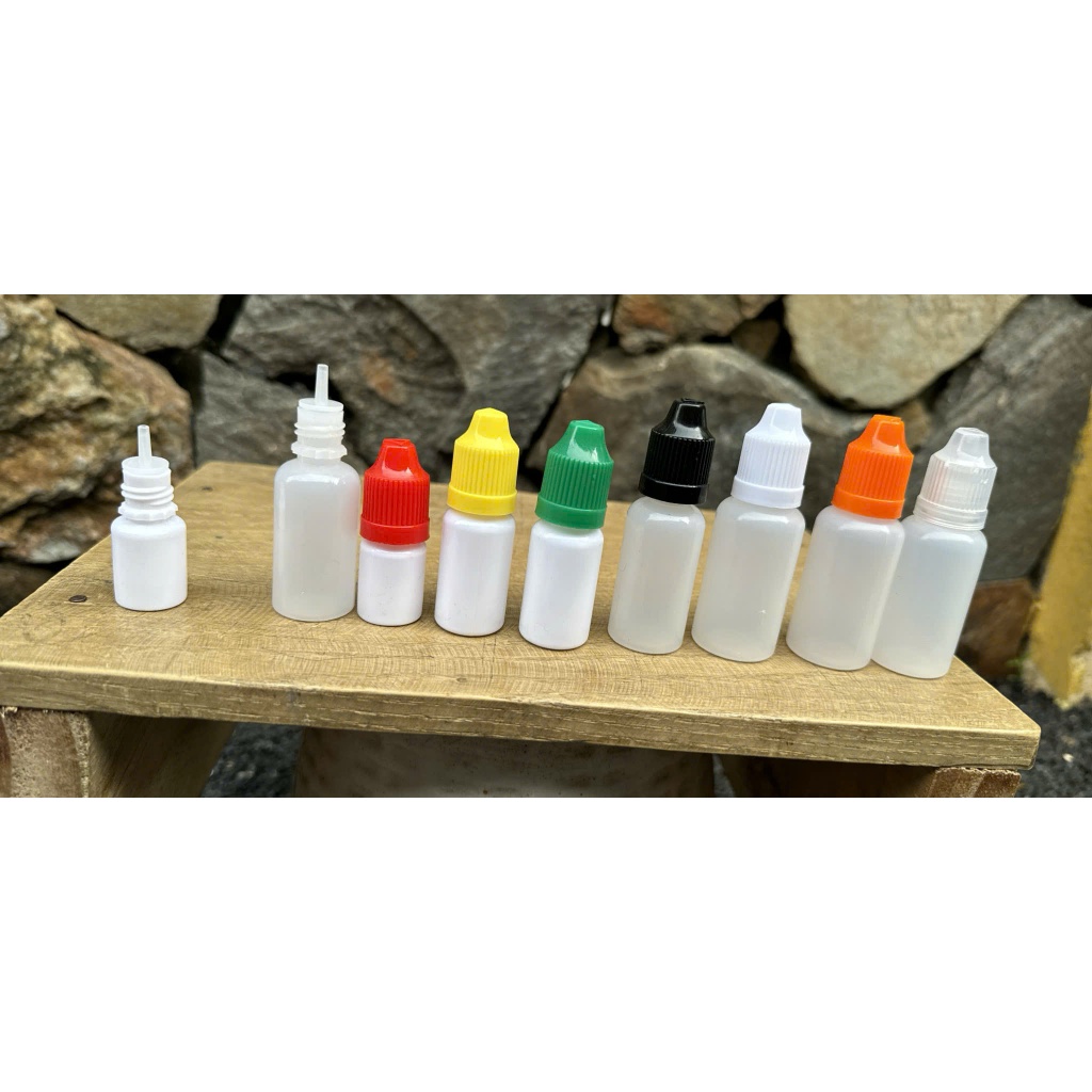 10 Plastic bottles TL 5 10 15 20ml with soft body and cap colors ...