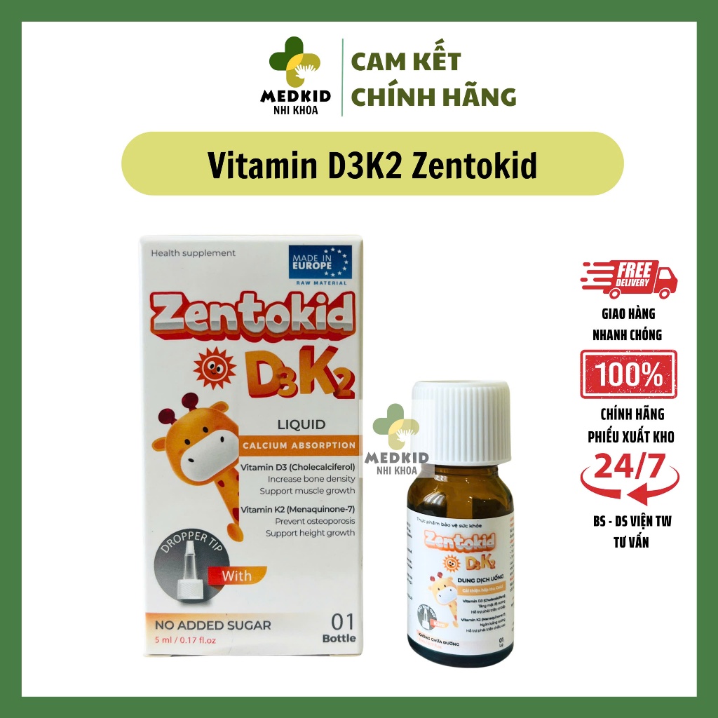 Vitamin D3K2 ZENTOKID - Supplement Vitamin D3K2, MK7, support strong ...