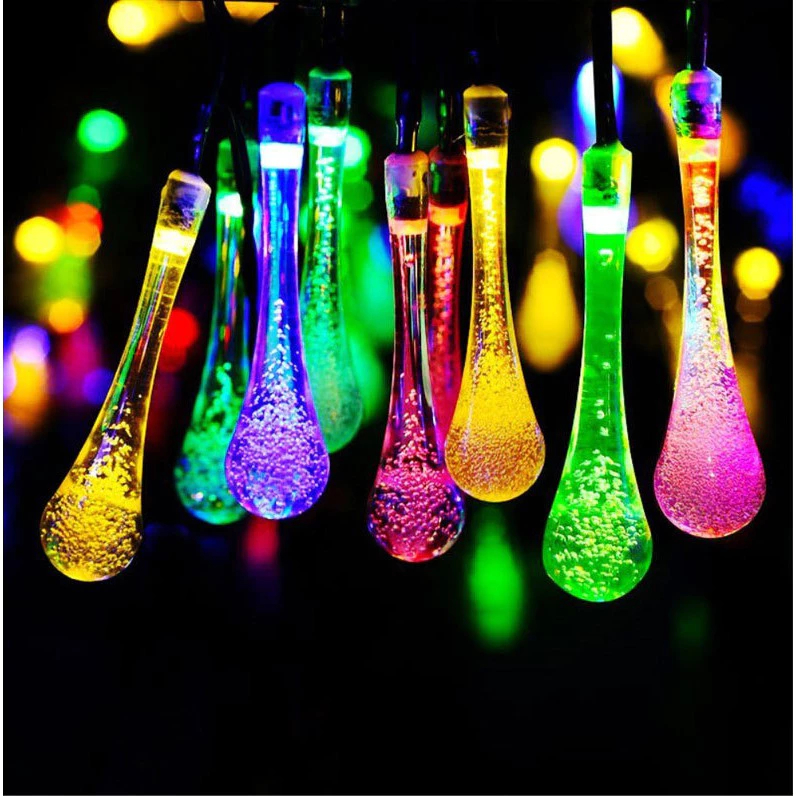 Transparent crystal water drop led light string 10m - 28 bulbs ...