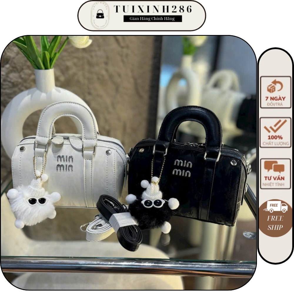 New MinMin women's handbag Sz 20 in shiny leather Comes with a Bear ...