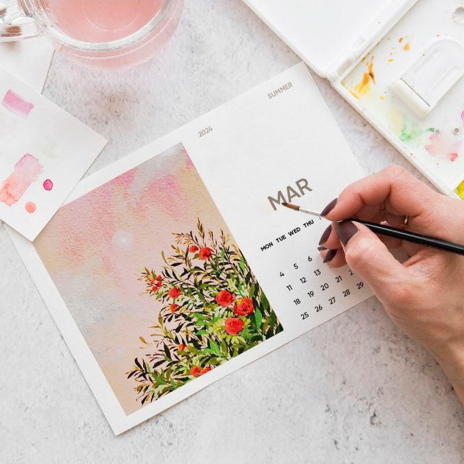2025 self-painted self-coloring calendar, A5 size on Romance paper ...