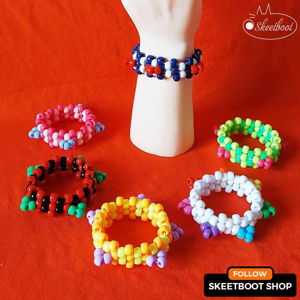 Kandi cuff multicolored star wings - kandi bracelet - accessories rave ...