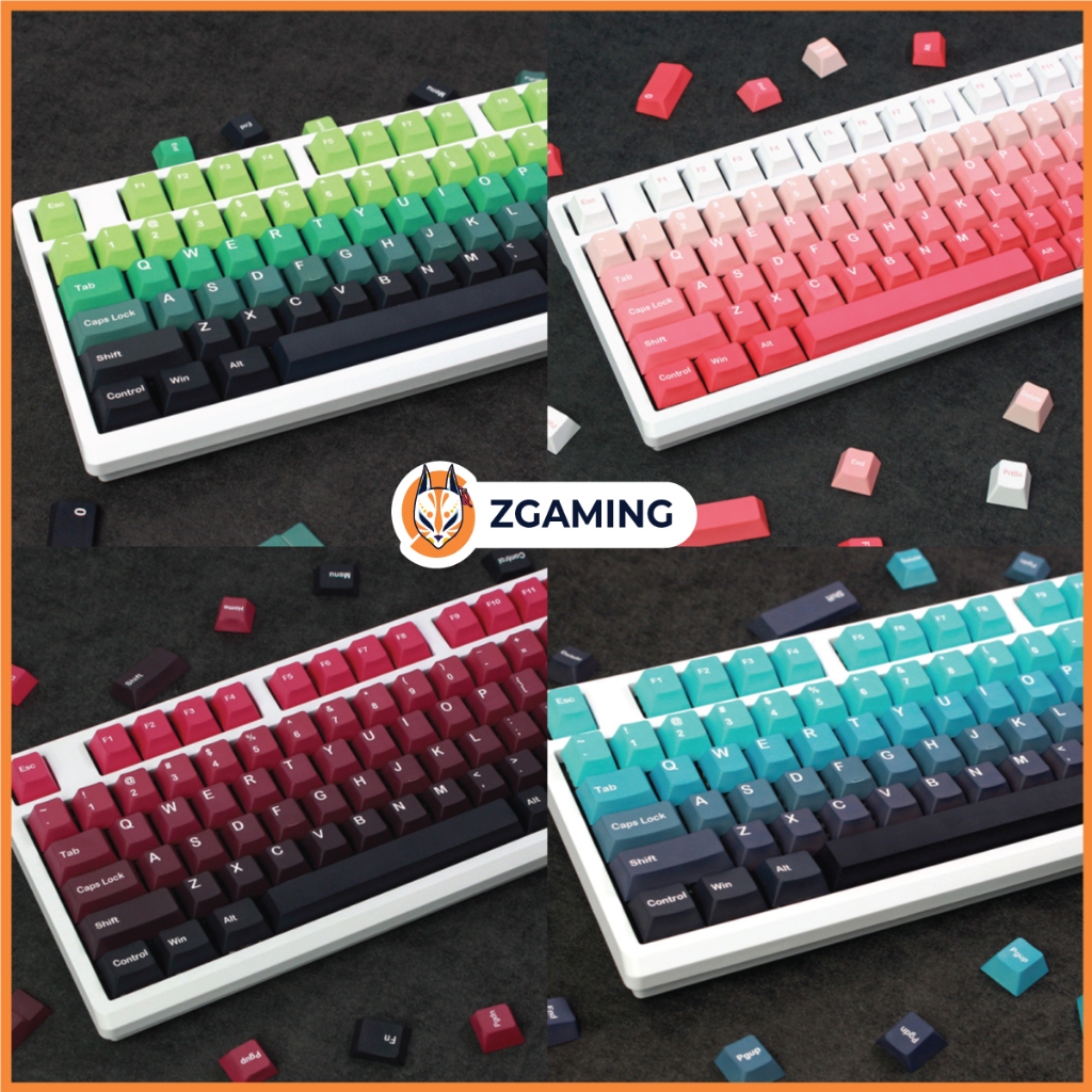 Keycap Gradient | Cherry Profile | Premium PBT Plastic | Full 120 Keys ...