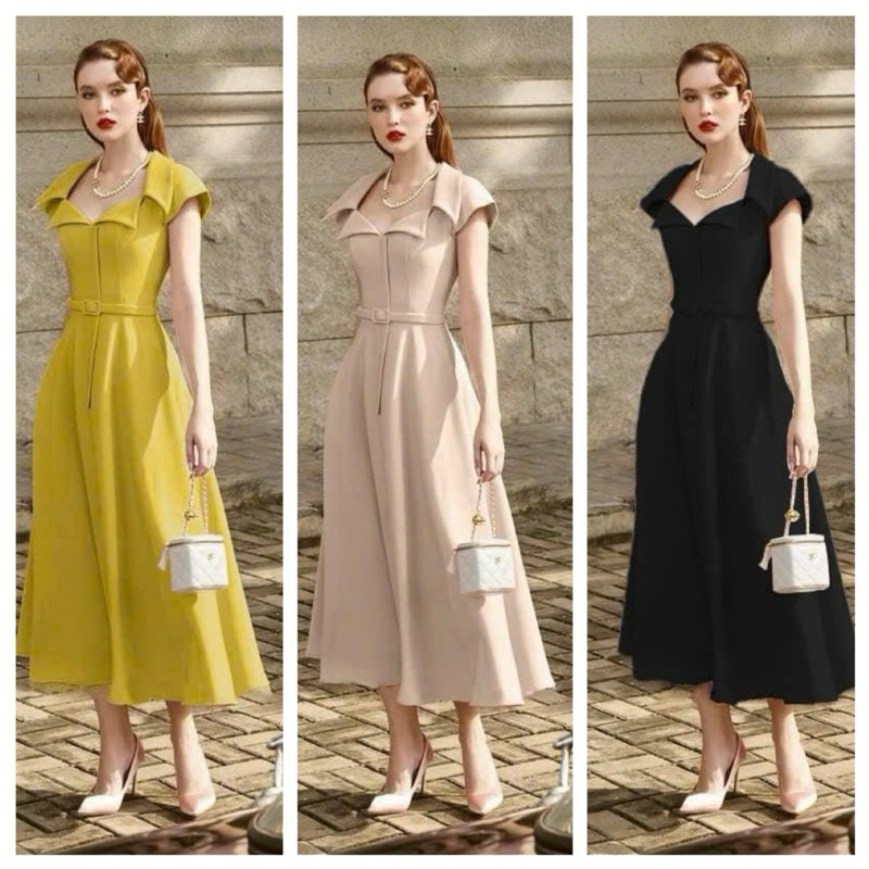 High-end Ted dress with luxurious square neckline design. | Shopee ...