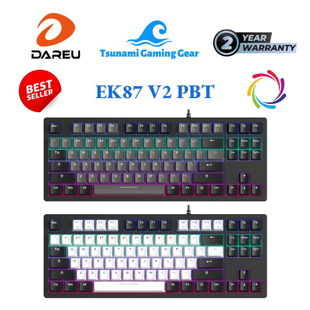 Dareu EK87 v2 PBT mechanical keyboard (Multi-Led/ 2 sides RGB strip ...