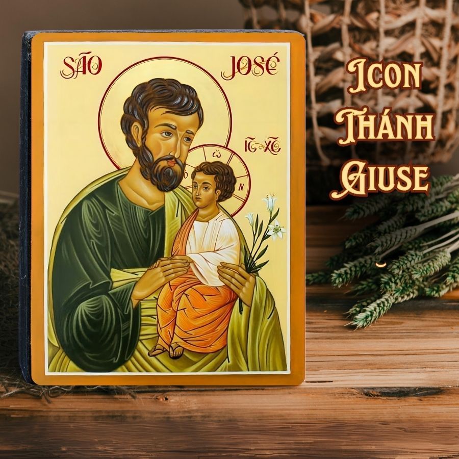 Saint Joseph Symbol Painting - Catholic Wooden Painting - Icon of Saint ...