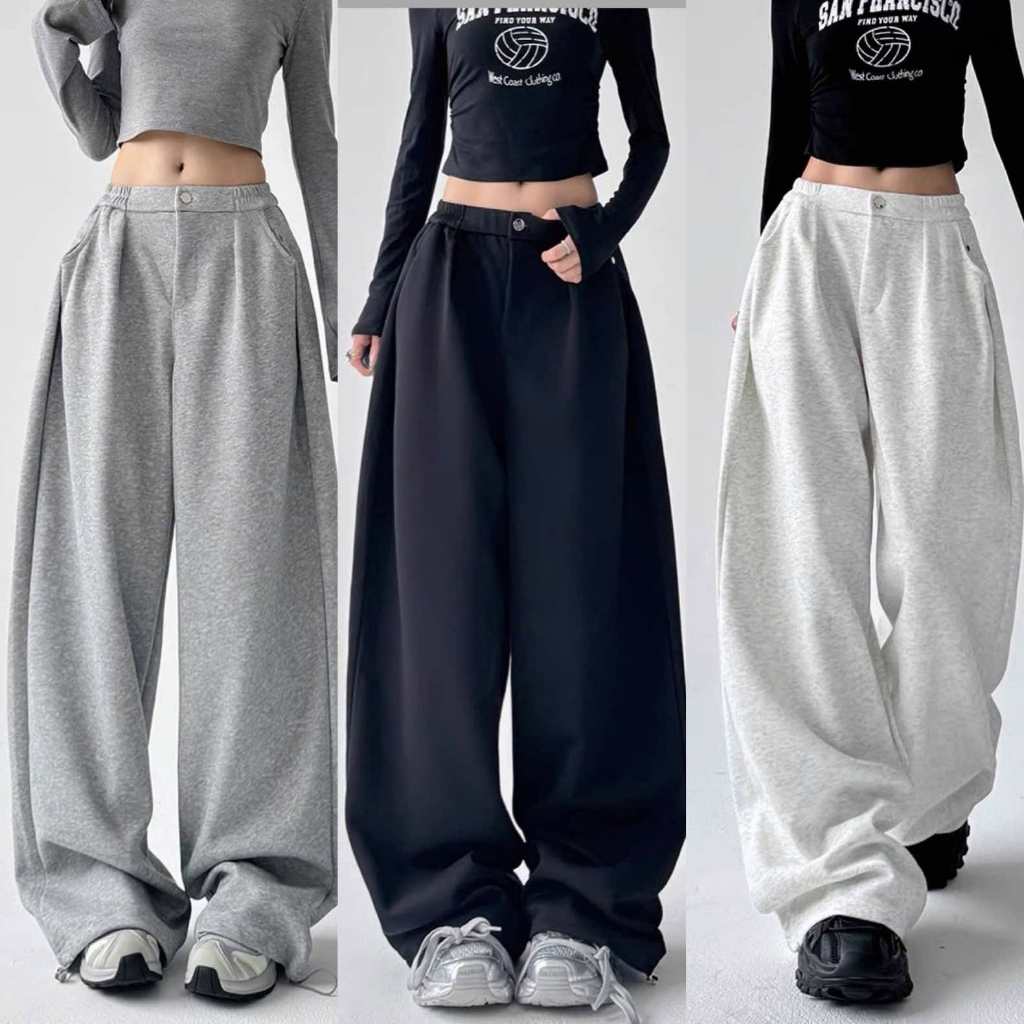 [BEAUTIFUL Product]wide Leg Fleece Pants 1 Button Smooth Pressed Felt ...