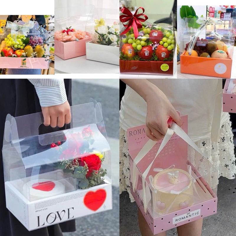 10 rectangular transparent meca paper boxes for fruits, fruits, cakes ...