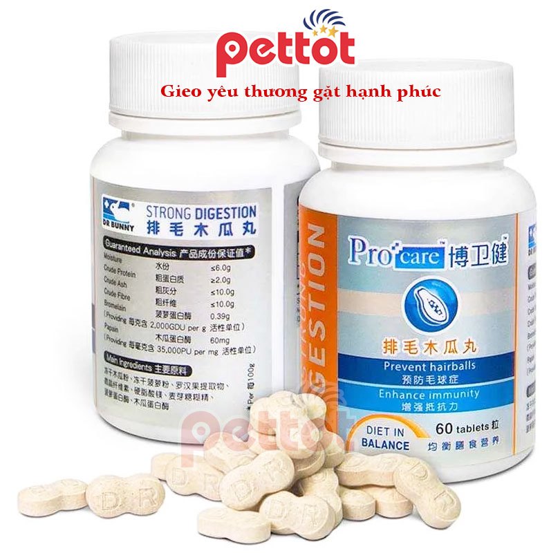 Dr.Bunny functional food Supports strong digestion and reduces hair loss for rabbits (60 tablets ...