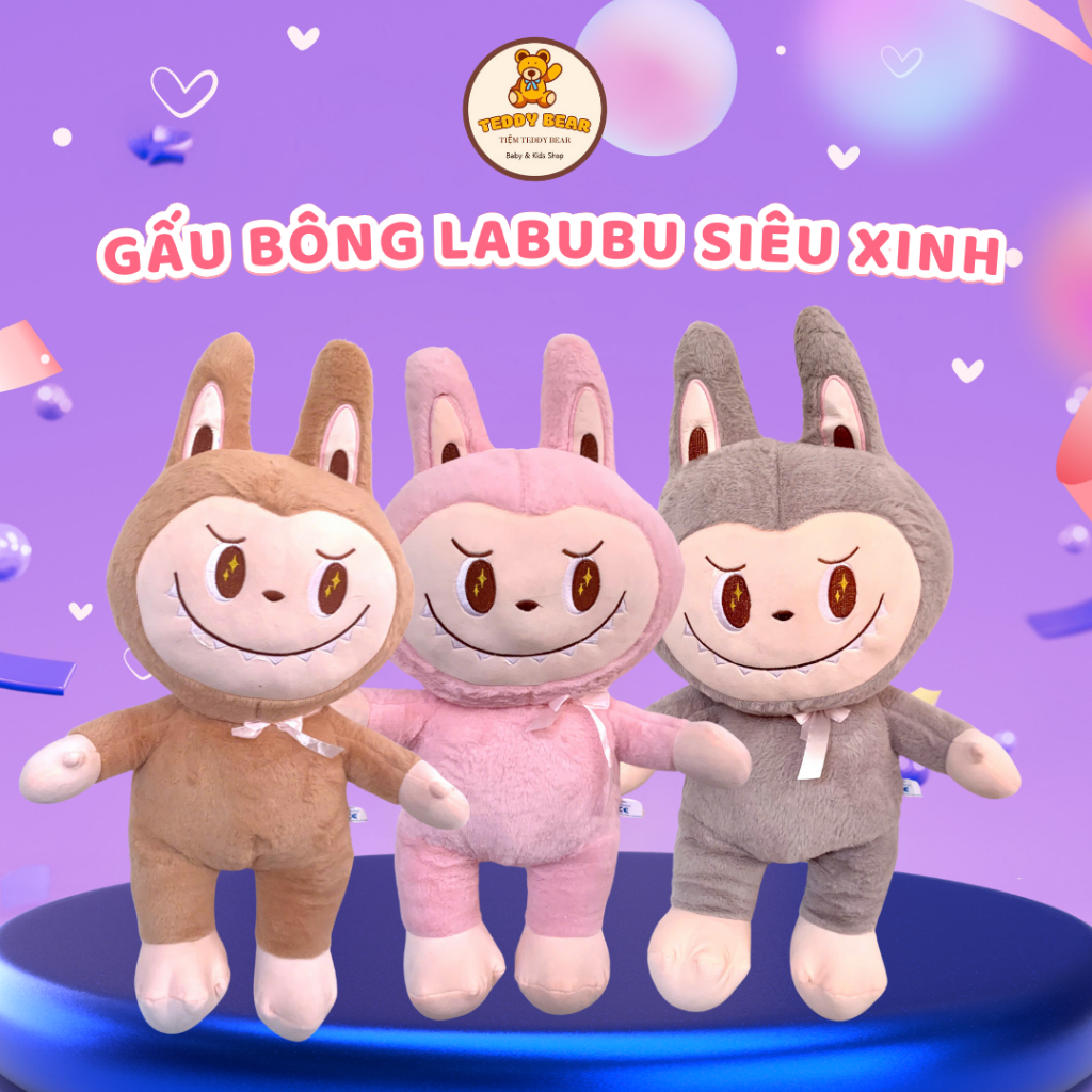 Labubu teddy bear wearing a bow, super cute soft bow-neck stuffed ...