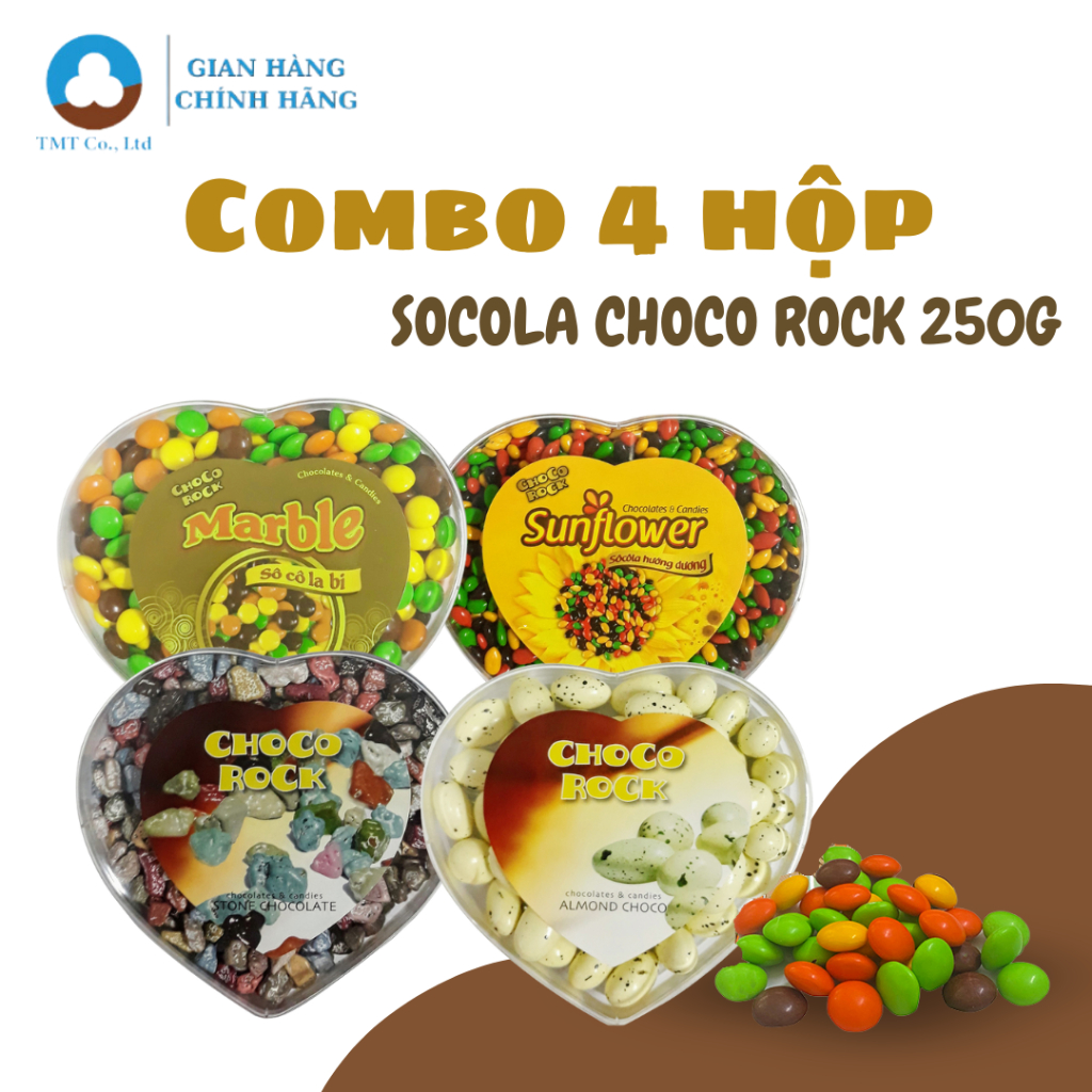 Combo of 4 heart-shaped boxes of Choco Rock chocolate 250g, imported ...