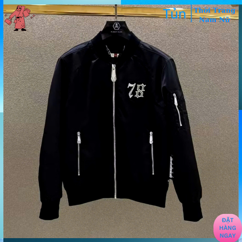 Iron Logo Bomber Jacket 78 Dau Lau Logo Back. Philip qp Outer Zipper ...