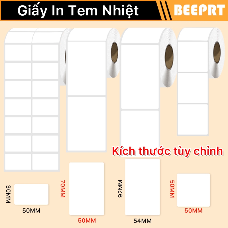 BEERRT Thermal Printing Paper Stamp GHTK 40x30 50x30 50x50 50x70 54x92 ...