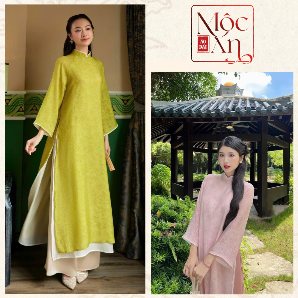 Moc Mien Straight Ao Dai, 4-panel silk chiffon fabric, many colors - Moc An Ao Dai | Shopee ...