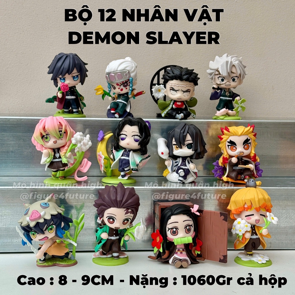 Set of 12 Kimetsu No Yaiba chibi models 8 to 9cm high - Demon slayer 8 ...