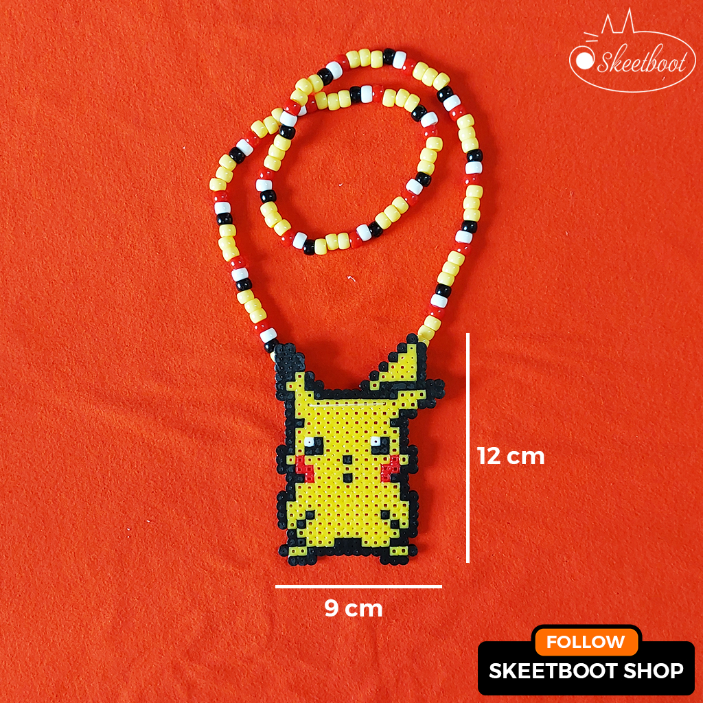 Small kandi Pikachu necklace - WITH LED LIGHT - cute standing perler ...