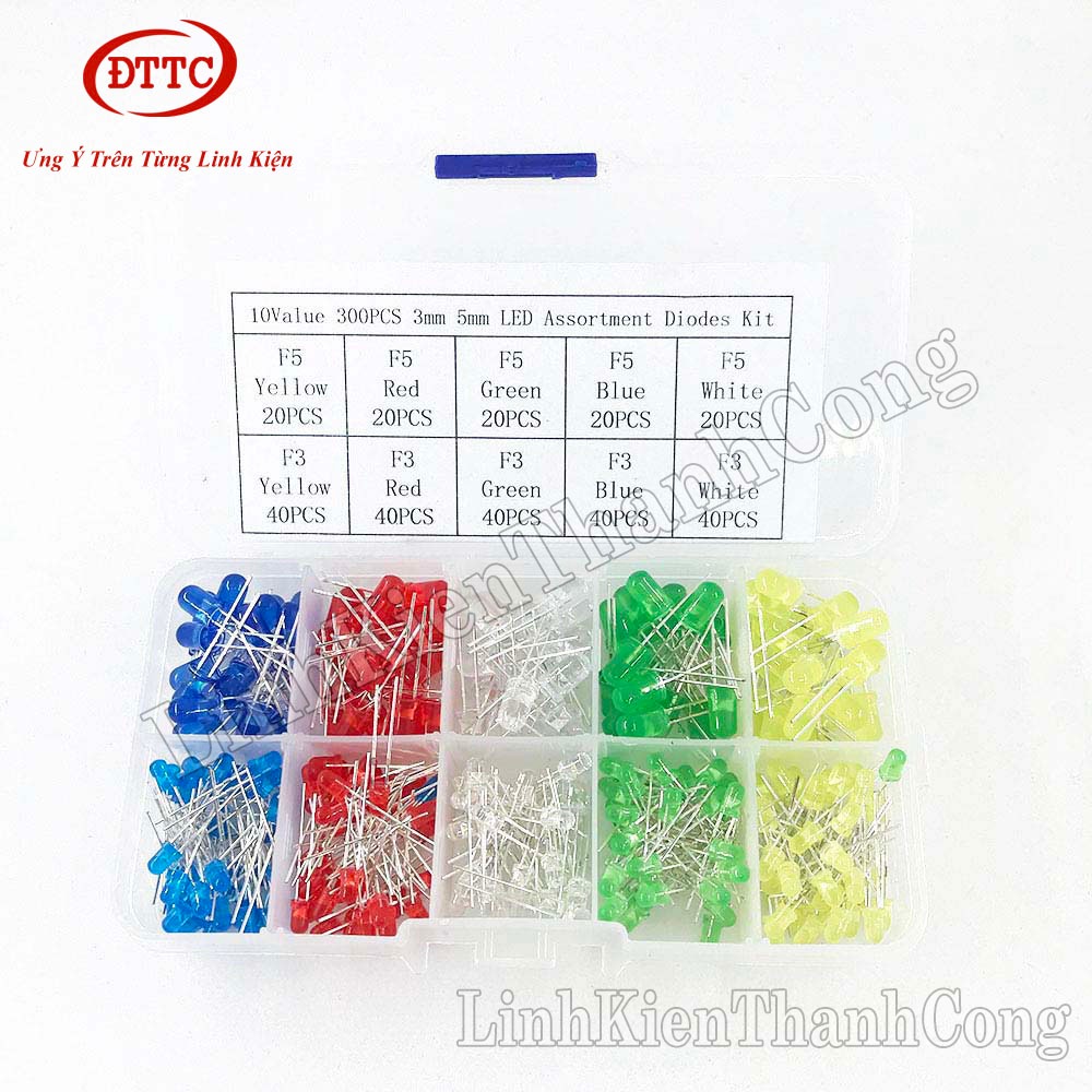 Combo of 10 Types of LEDs 3mm/5mm 5 Colors (300 Pieces) | Shopee ...