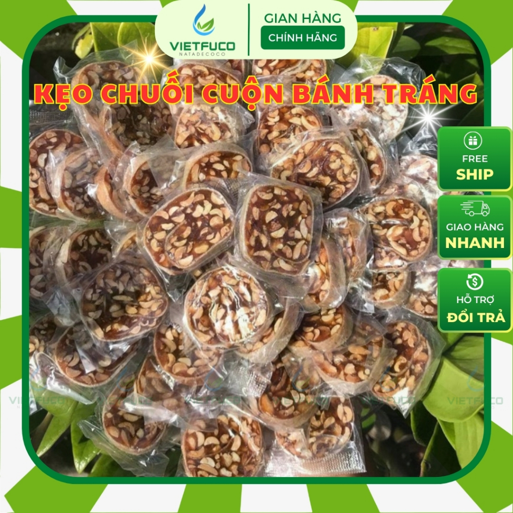 Ben Tre banana candy rolled with peanut and ginger rice paper | Shopee ...