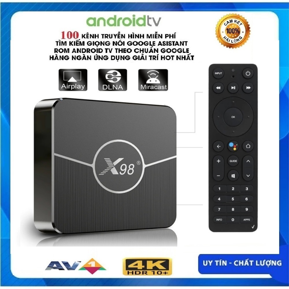 Android TV Box X98 Plus - Voice Remote, 4GB RAM, 32GB ROM, Android TV ...