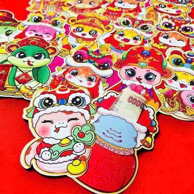 Combo of 100 Chibi 2025 Red Packets, Thick, Reflective Extremely Cute ...