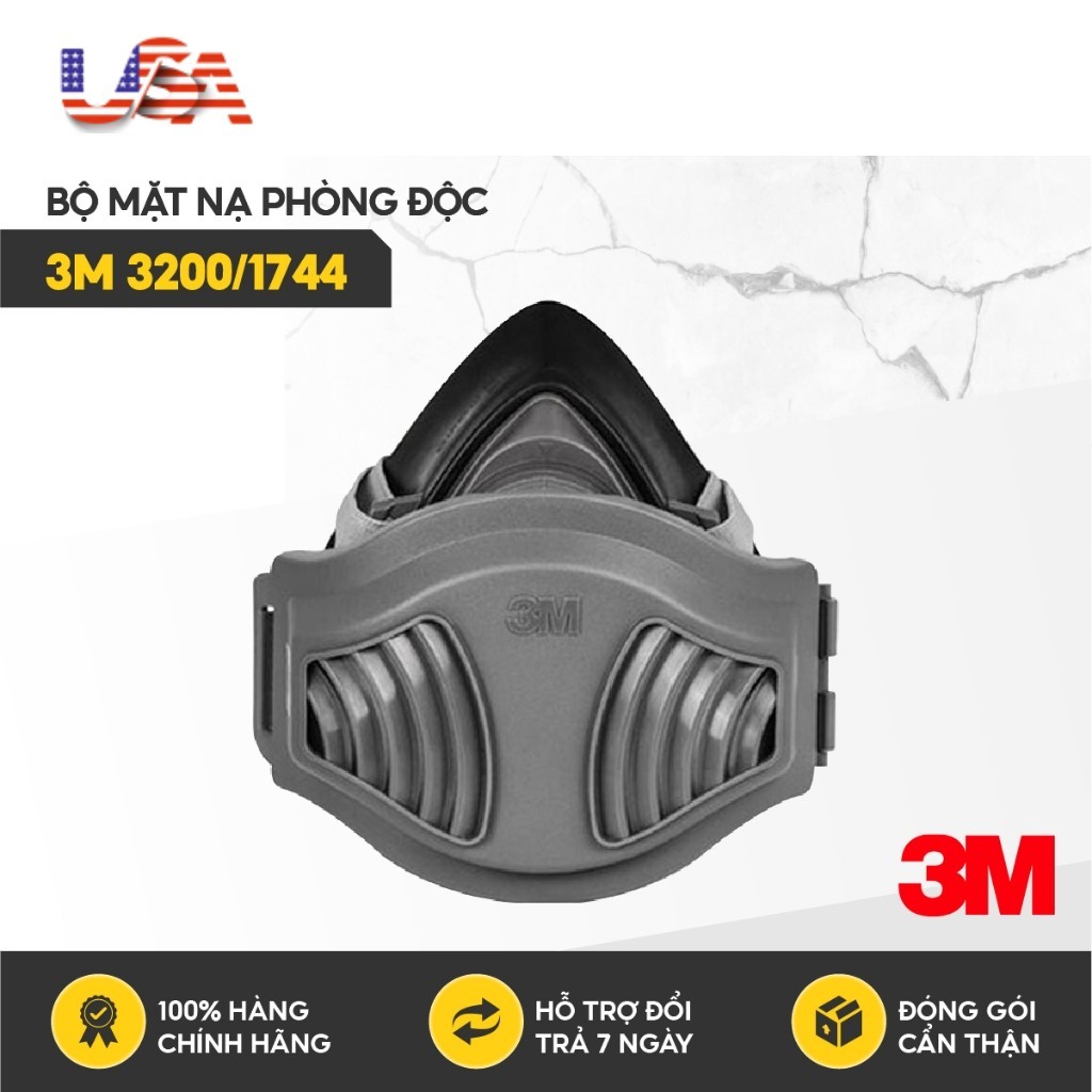 3m 3200 gas mask, 1744 filter cotton and genuine 1700 retaining cap ...
