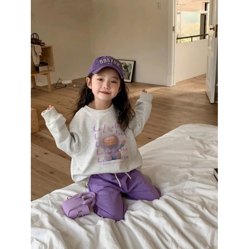 Labubu DT felt set white shirt and purple pants BG | Shopee Philippines