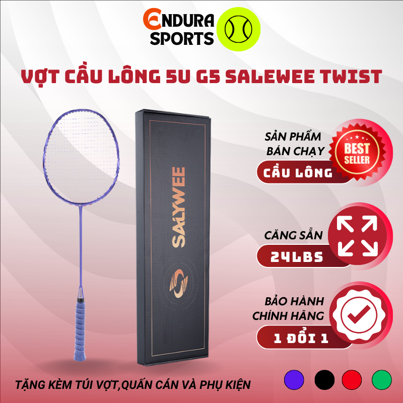 Salywee TWIST 5U G5 badminton racket, 10kg tension, Full carbon ...