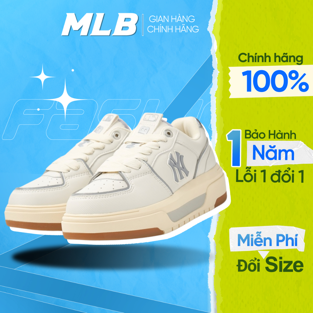 Genuine white mlb Chunky Liner basic SL shoes with gum sole, reflective ...