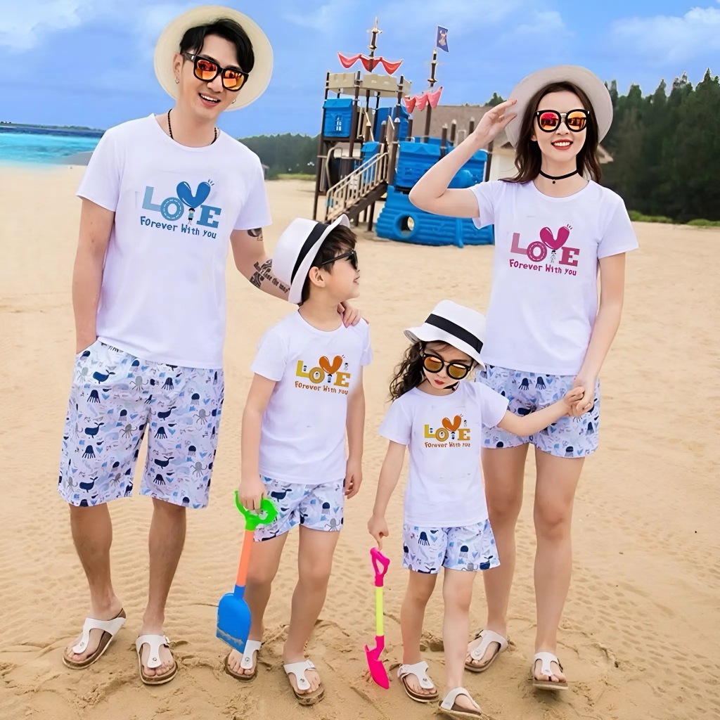 Family uniform shirt for 3, 4, 5 people with Love Forever pattern, made ...