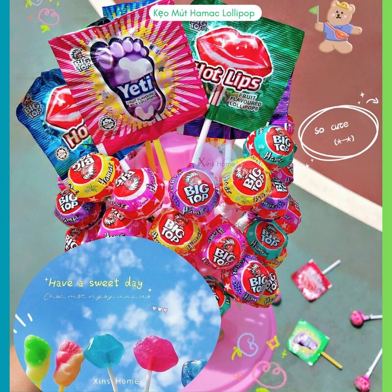 Hamac Lollipop (50 sticks/pack) Yeti foot candy Hot Lips lip candy ...