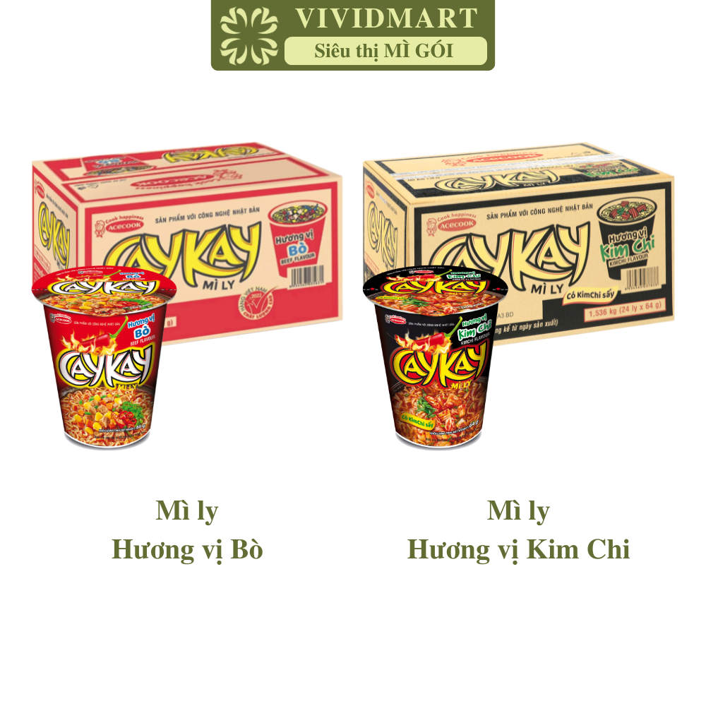 [24LY Box] - ACECOOK - Caykay cup noodles 2 flavors: KayCay beef flavor ...